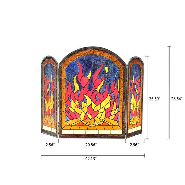 Tiffany-Style 3-panel Fireplace Screen - - 32418750