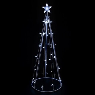 LED Lighted Cone Tree Outdoor Christmas Decoration - 5' - Pure White ...