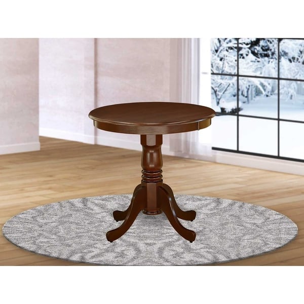 Round Dining Table 30 Inch - Rustic Wood Kitchen Table with Pedestal ...