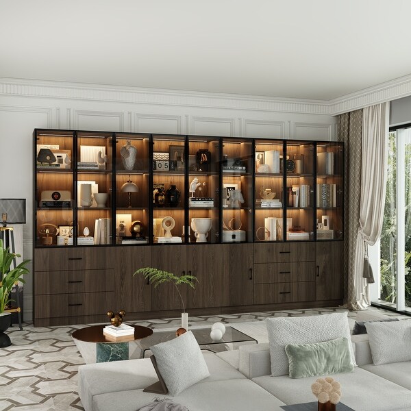 Aluminum and Glass Lighted Cabinet Customizable for Buffet Bookshelf Bed Bath Beyond 39834362