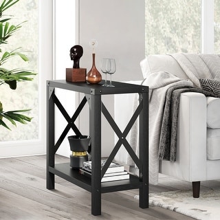 Set of 2 Farmhouse End Table for Small Spaces Narrow Side Table for ...