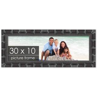 30x10 Bamboo Black Complete Wood Panoramic Frame with UV Acrylic, Foam ...