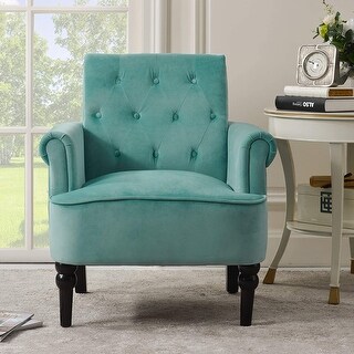 Elegant Button Tufted Club Chair Accent Armchairs Roll Arm Living Room ...