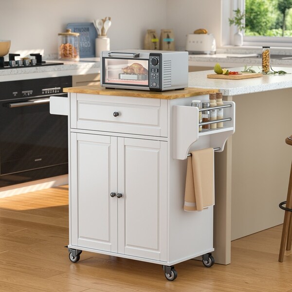 Kitchen Island Cart with Storage Cabinet Wood Top and Locking Wheels On Sale Bed Bath Beyond 39469006