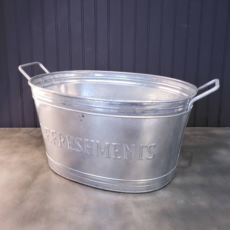 Refreshments Oval Stainles Steel Galvanized Beverage Tub - 10" H x 12 ...