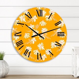 Designart 'Blue Modern Exotic Tropical Leaves I' Traditional wall clock ...