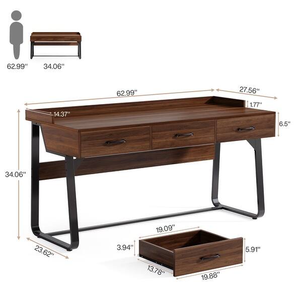 Rustic Computer Desk with 3 Drawers for Home Office - Bed Bath & Beyond ...
