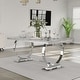 Glam Silver Dining Table Set with 64 inch Dining Table and Black Button ...