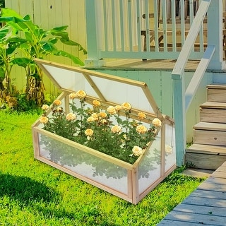 Wooden Cold Frame Greenhouse, Raised Flower Planter Protection Box ...