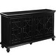Decorative Lattice Overlay Design Black 4-door Accent Buffet Cabinet ...