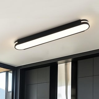 Modern Dimmable LED Long Oblong Flush Mount Ceiling Light 31.5in - Bed ...