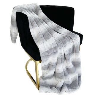 Plutus Gray Silver Furever Faux Fur Luxury Throw Blanket - Bed Bath ...