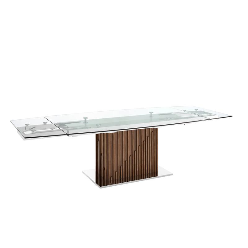 MOON dining table with walnut veneer base. - N/A - Overstock - 33986915