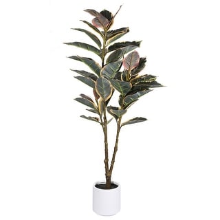 Artificial Potted Autumn Colored Rubber Tree - Green - Bed Bath ...