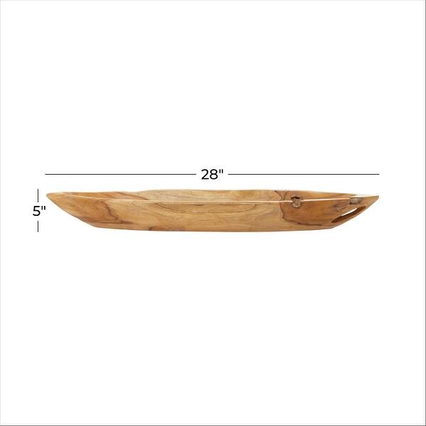 Teak Wood Handmade Live Edge Tray - Brown - Roche River Decor - 6"W x ...