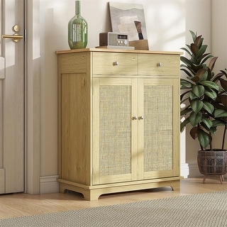 Kitchen Wood Storage Cabinet with 2 Drawers and Adjustable Shelf - Bed ...