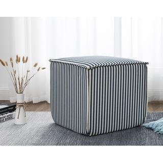 Square Pouf with Foam Core - Navy Blue Stripe - Bed Bath & Beyond ...