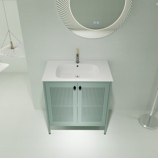 Mint Green Bathroom Vanity Storage Cabinet with Sink,Shelf - Bed Bath ...