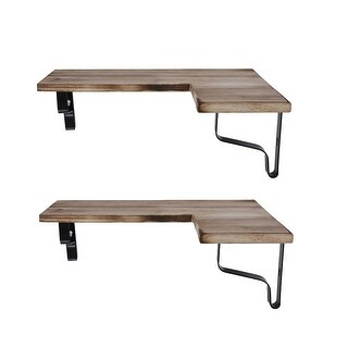 Morden L Type Metal & Wood Wall Mount Shelf Display Shelves Set of 2 ...