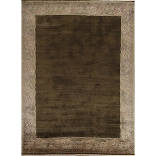 Modern Bordered Oriental Nepalese Area Rug Hand-knotted Wool Carpet - 8 ...
