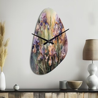 Purple Green Wild Iri S II - Irises Large Wall Clocks - Traditional ...