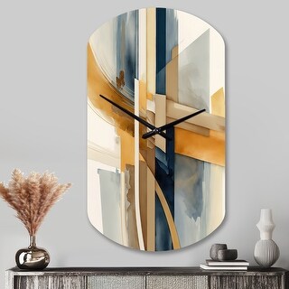 Modern Blue And Gold Abstract I - Abstract Transitional Wall Clocks in ...