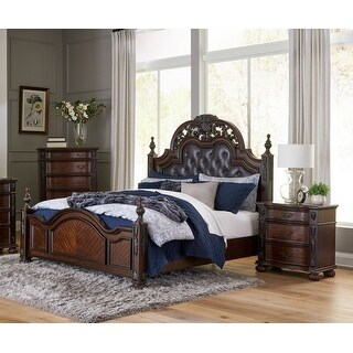 Formal Traditional Cherry Finish 3pc Bedroom Set Bed and Nightstands ...