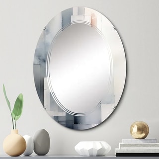 Designart "Grey Abstract Zen V" Minimalism Modern Wall Mirror - Bed ...