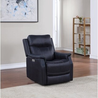 Dark Blue Contemporary Leatherette Dual-Power Recliner - Bed Bath ...