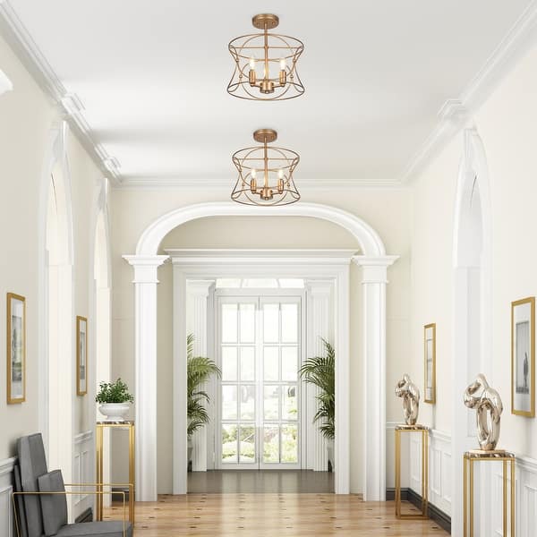 Clarise Modern Farmhouse Lantern Drum Semi-flush Mount Lights ...