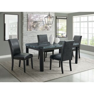 Picket House Furnishings Celine Rectangular 5PC Black PU Chairs Dining ...