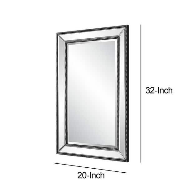 32 Inch Wood Wall Mirror, Beveled Mirror Frame, Silver - On Sale - Bed ...