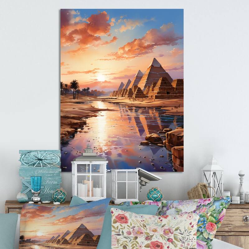 Designart "Egypt Pyramid Ancient Wonders III" Landscapes Metal Wall Art ...