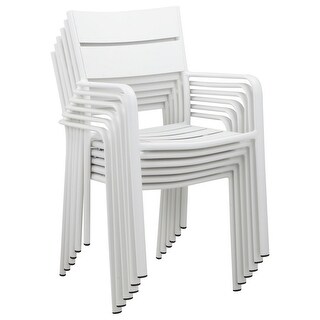 Meta 22 Inch 6 Piece Dining Chair Set, White Aluminum Frame, Stackable ...