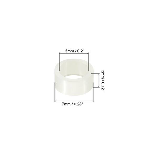 Round Spacer Washer, 100 Pack Nylon 5mm ID x 7mm OD x 3mm L White - Bed ...