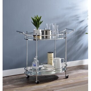 Jinx Clear Glass & Chrome Finish Serving Cart(no include stool) - Bed ...