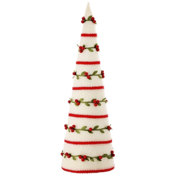 18" Berry Vine Frosted Christmas Cone Tree Tabletop Decoration - Bed ...