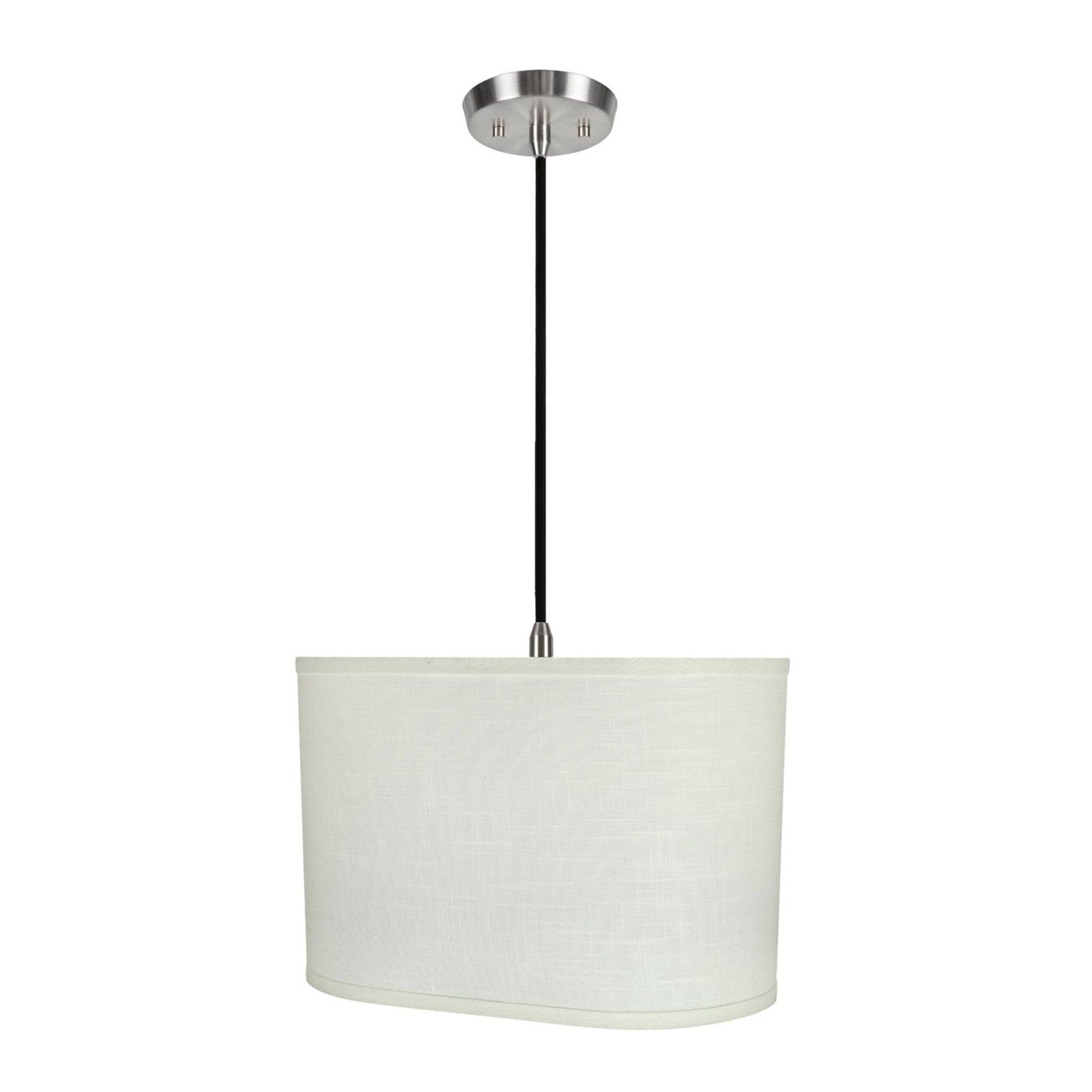 Aspen Creative 1-Light Fabric Lamp Shade Hanging Pendant, Off White - SATIN NICKEL - Bed Bath ...