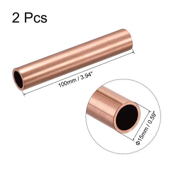 Copper Round Tube 1.5mm Wall Thickness 100mm Length Pipe Tubing 2 Pcs ...
