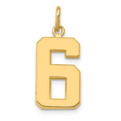 14k Yellow Gold Casted Medium Polished Number 6 Pendant - Overstock ...