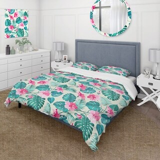 Designart 'Tropical Flower Pattern' Tropical Duvet Cover Set - Bed Bath ...