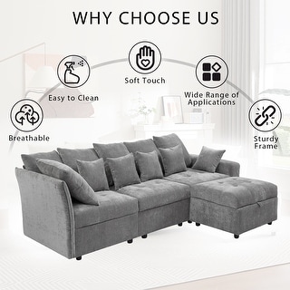Belfin Sectional Sofa L-shape Modular Recliner Couch with 5 Pillows ...