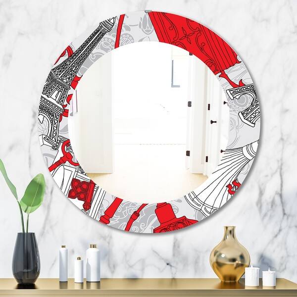 Designart 'Drawing Of Paris With Red Keys' Printed Traditional ...