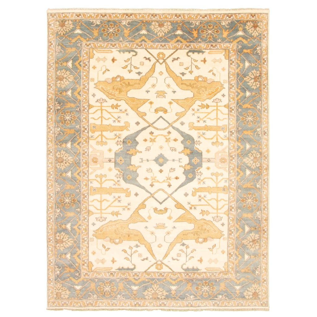 ECARPETGALLERY Hand-knotted Royal Ushak Cream Wool Rug - 8'7 x 11'7 ...