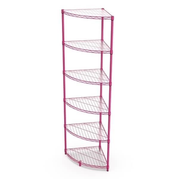 Pink Open Storage Rack 6-tier Corner Display Cabinet Plant Stand - Bed ...