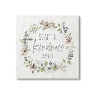 Stupell Scatter Kindness Daily Blooming Shabby Chic Wreath Canvas Wall ...