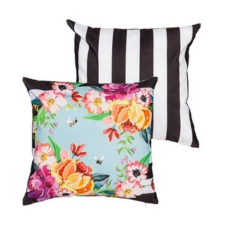 Stripes and Flowers 18" Interchangeable Pillow Cover - Bed Bath ...