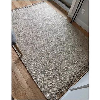 5x7 Feet Natural Flatweave Jute Silver Grey Handmade Woven Area Rug ...