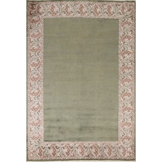 Green Nepalese Oriental Wool Area Rug Hand-knotted Home Decor Carpet ...