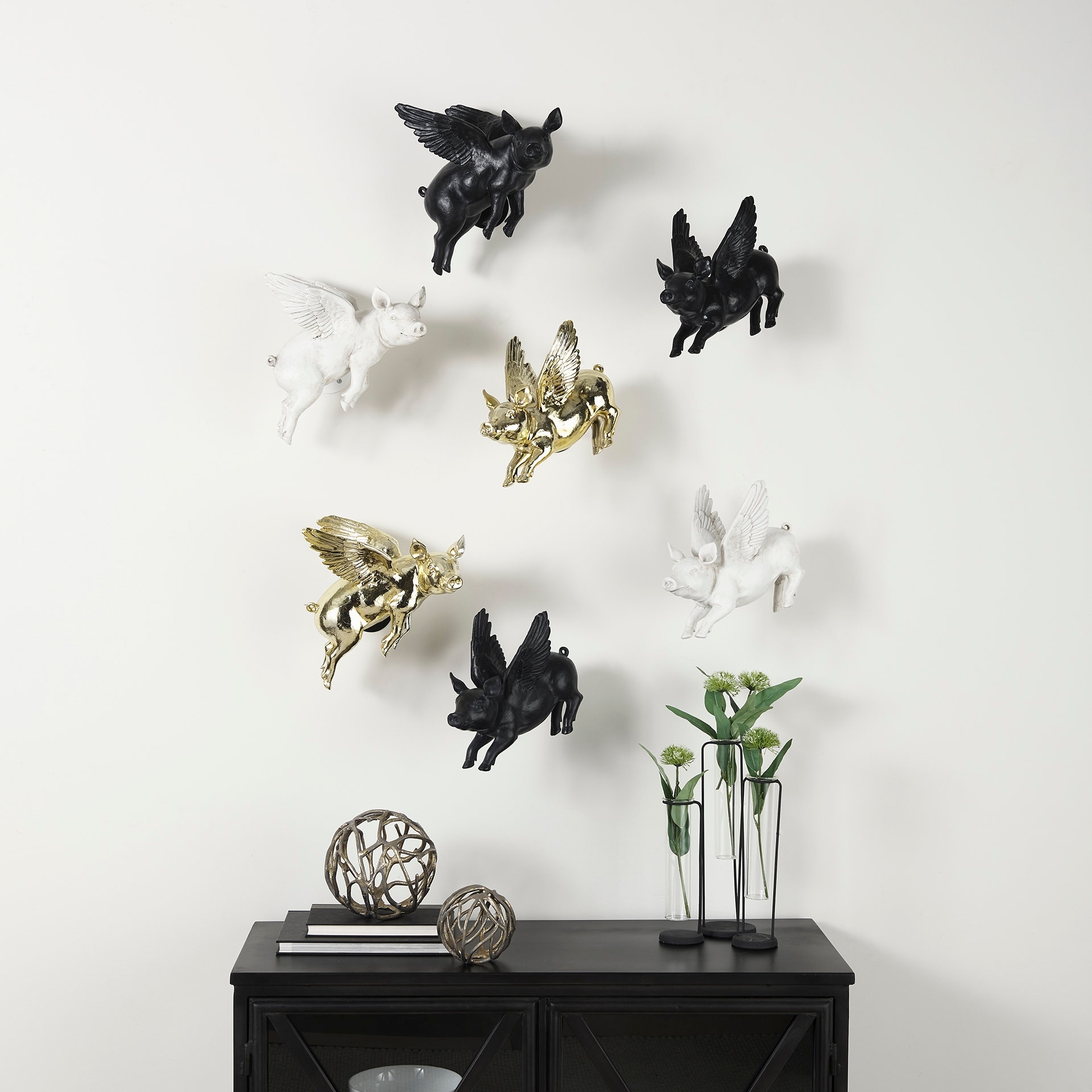 ceramic flying wall pigs